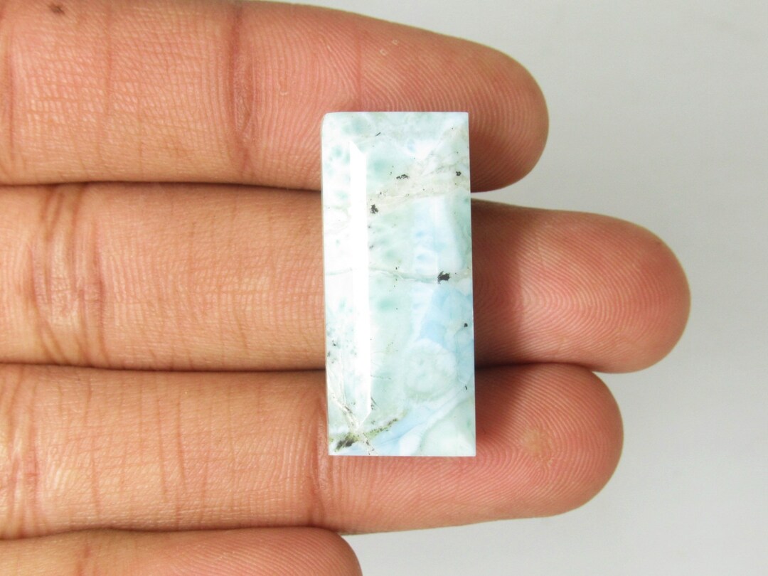 Natural Larimar Gemstones Rectangle Shape Faceted Cut Gemstone Blue ...