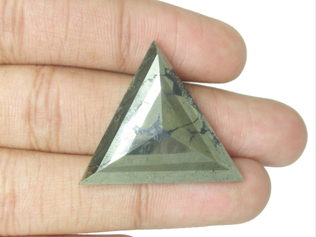 Natural Apache Pyrite Gemstones Triangle Shape Cabochon Faceted Cut ...
