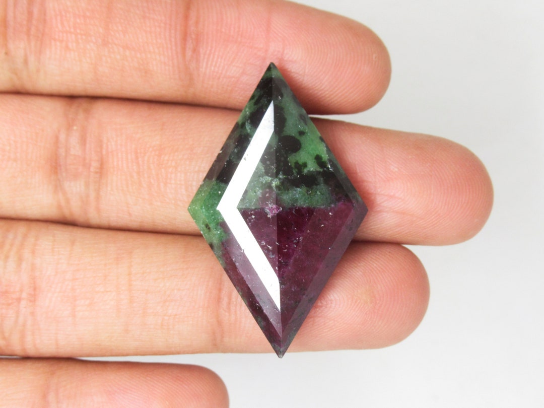 Natural Ruby Zoisite Gemstone Rhombus Shape Faceted Cut Gemstone Pink and Green Colour Gemstones ...