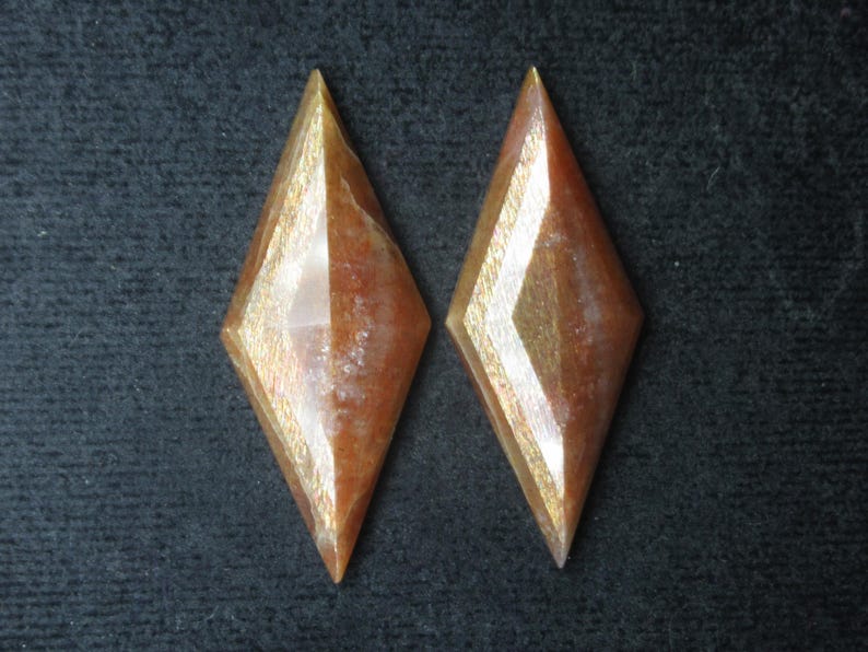 Rhombus Shape Natural Sunstone Gemstones Faceted Orange Flash Color ...