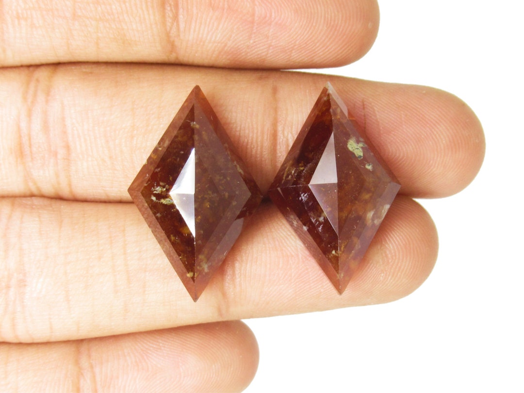 Authentic Garnet Hessonite Gemstones Rhombus Shape Cabochon Faceted ...