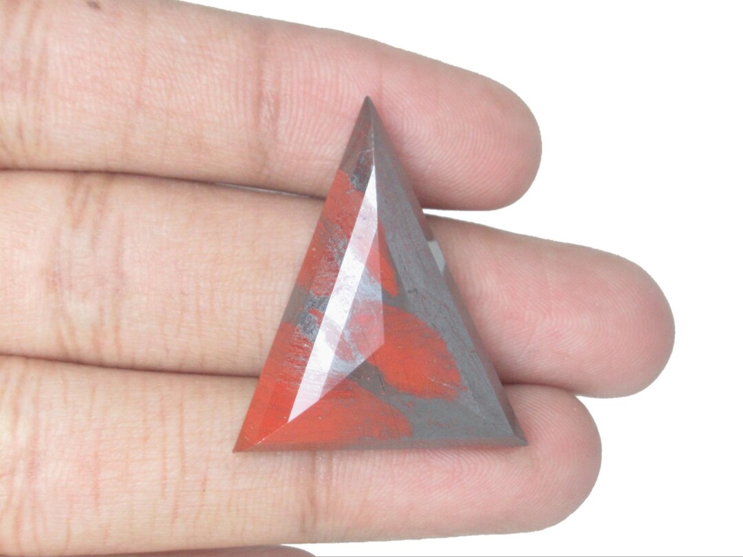 Natural Red Jasper With Pyrite Gemstones Triangle Shape Faceted Cut ...