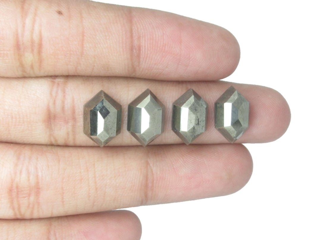 Natural Pyrite Gemstones Hexagon Shape Cabochon Faceted Cut Gold Color ...