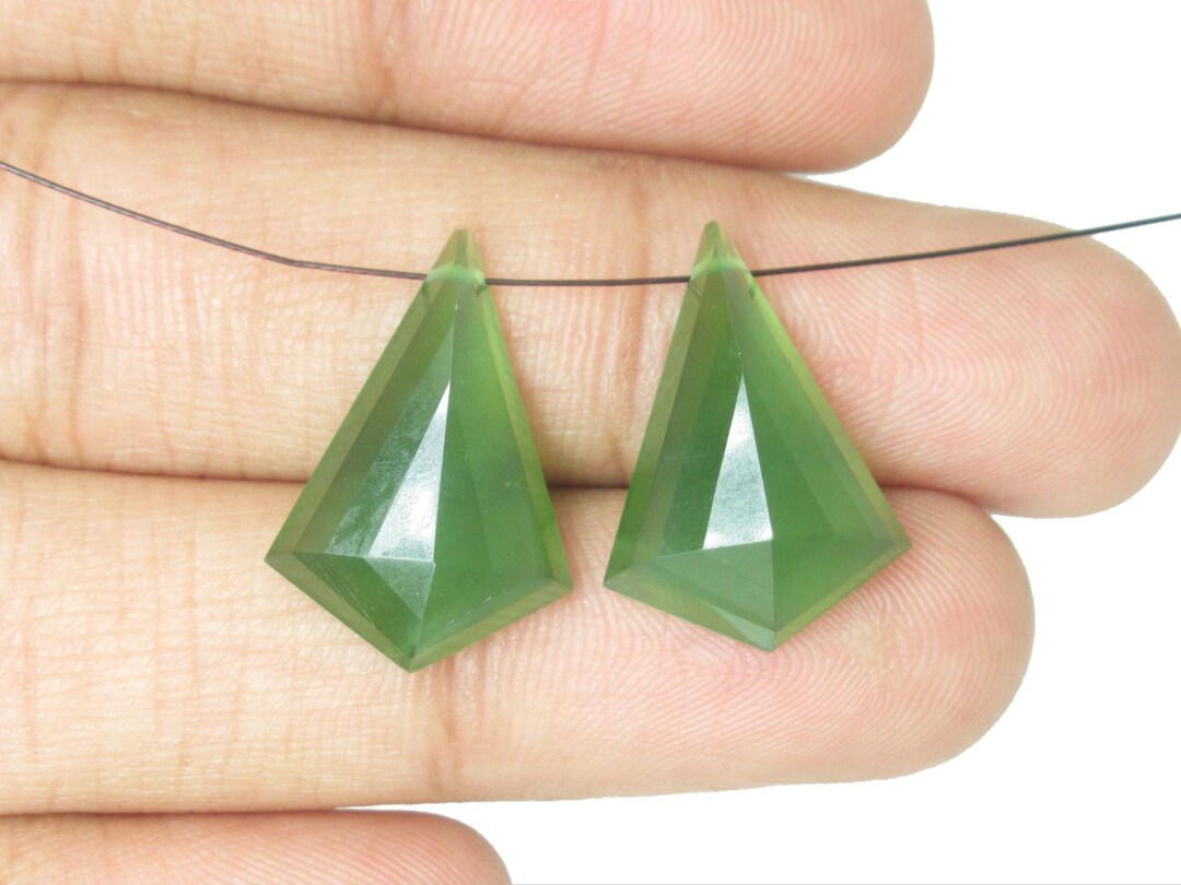 Natural Serpentine Gemstone Kite Shape Cabochon Faceted Cut Gemstone ...