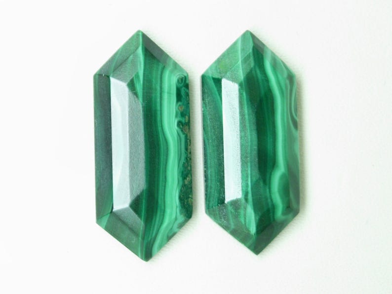 AAA Quality Natural Malachite Gemstones Hexagon Shape Cabochon Faceted ...