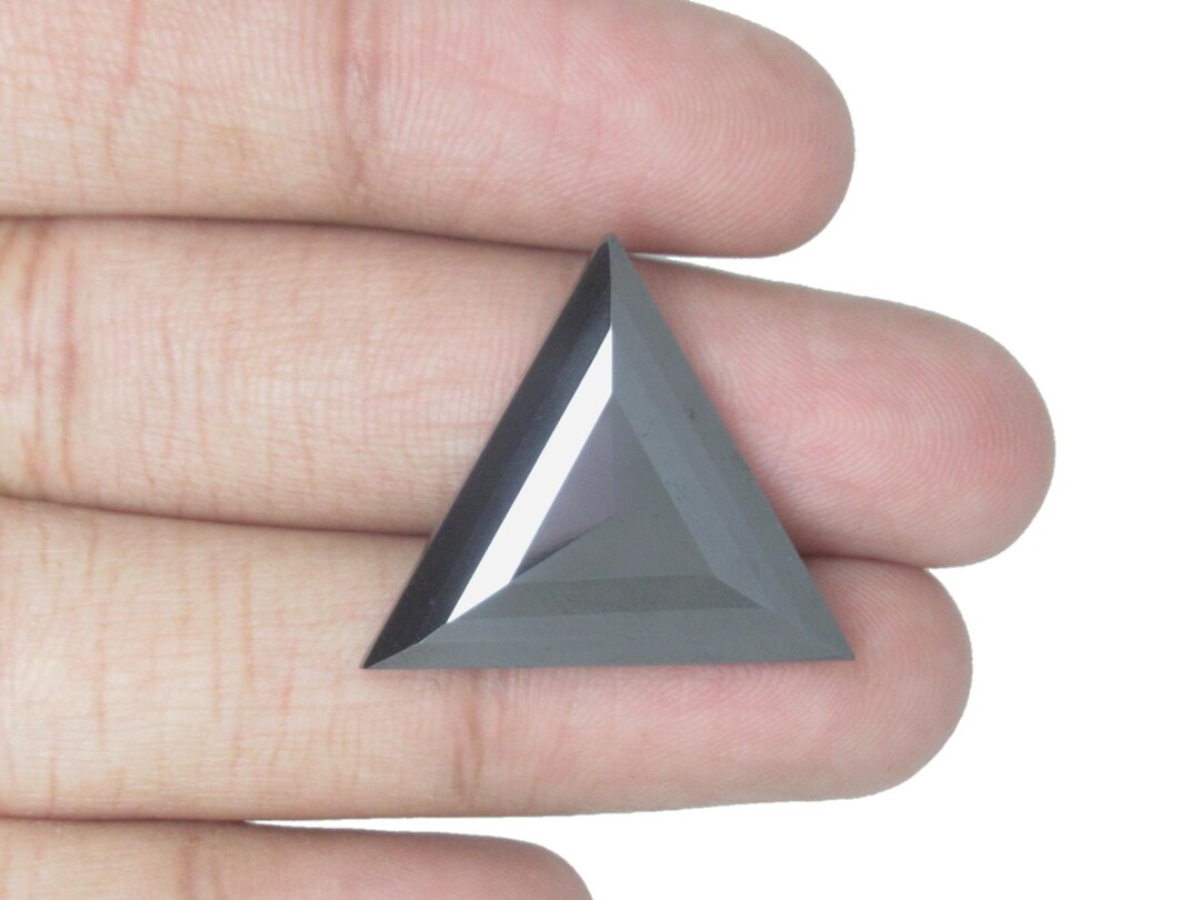 Natural Black Pyrite Gemstone Triangle Shape Cabochon Faceted Rose Cut ...