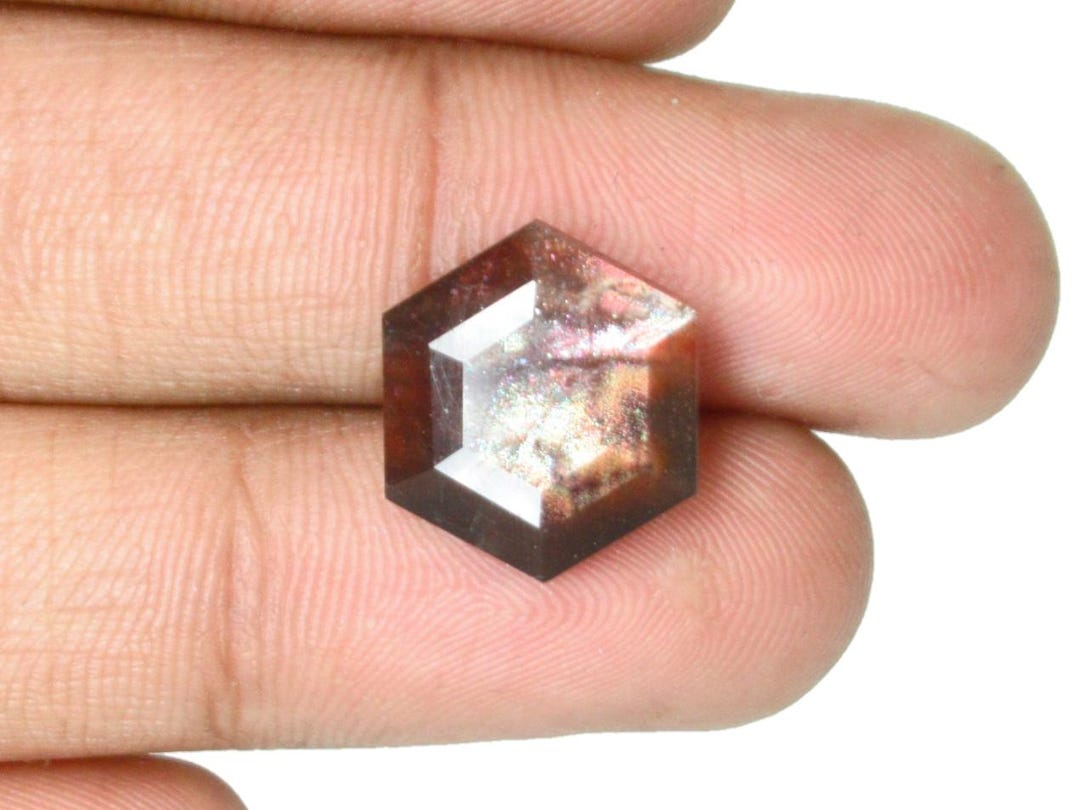 Natural Copper Sunstone Gemstones Hexagon Shape Faceted Cut Rainbow ...