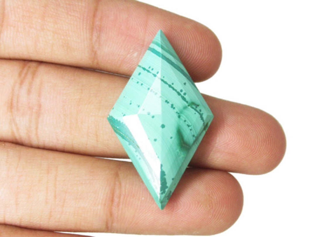 Natural Malachite Gemstone Rhombus Shape Cabochon Faceted Cut Gemstones ...