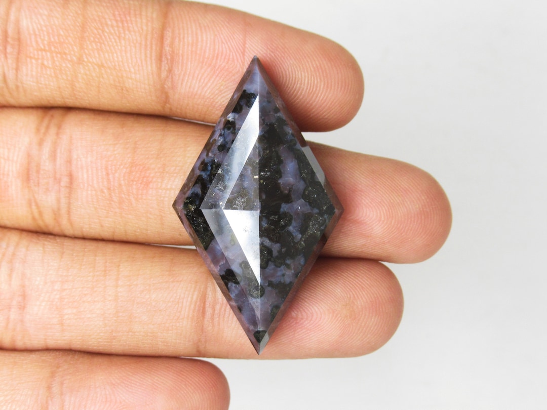 Natural Indigo Gabbro Gemstone Rhombus Shape Cabochon Faceted Rose Cut ...