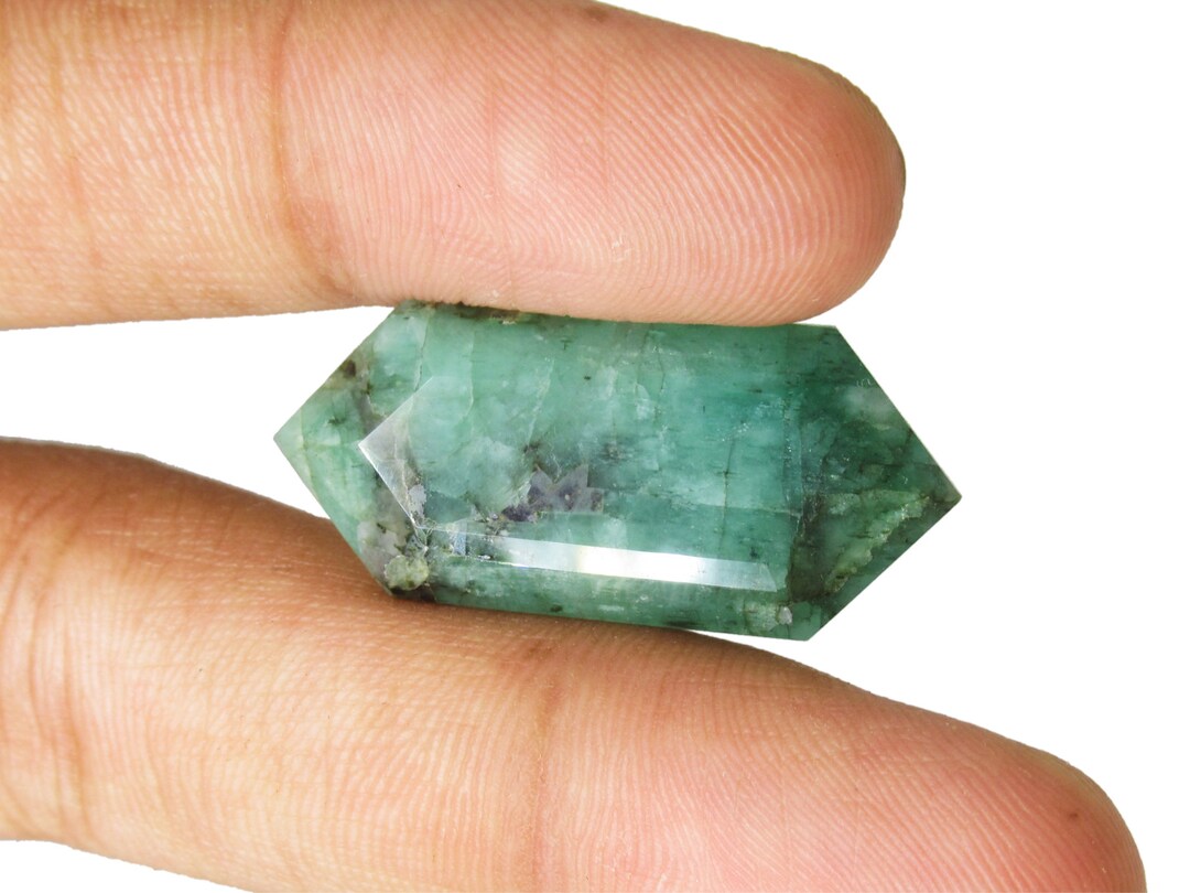Natural Emerald Gemstone Hexagon Shape Cabochon Faceted Rose Cut ...