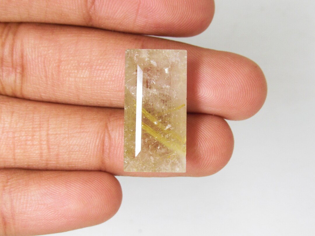 Natural Rutilated Quartz Gemstones Rectangle Shape Faceted Cut ...