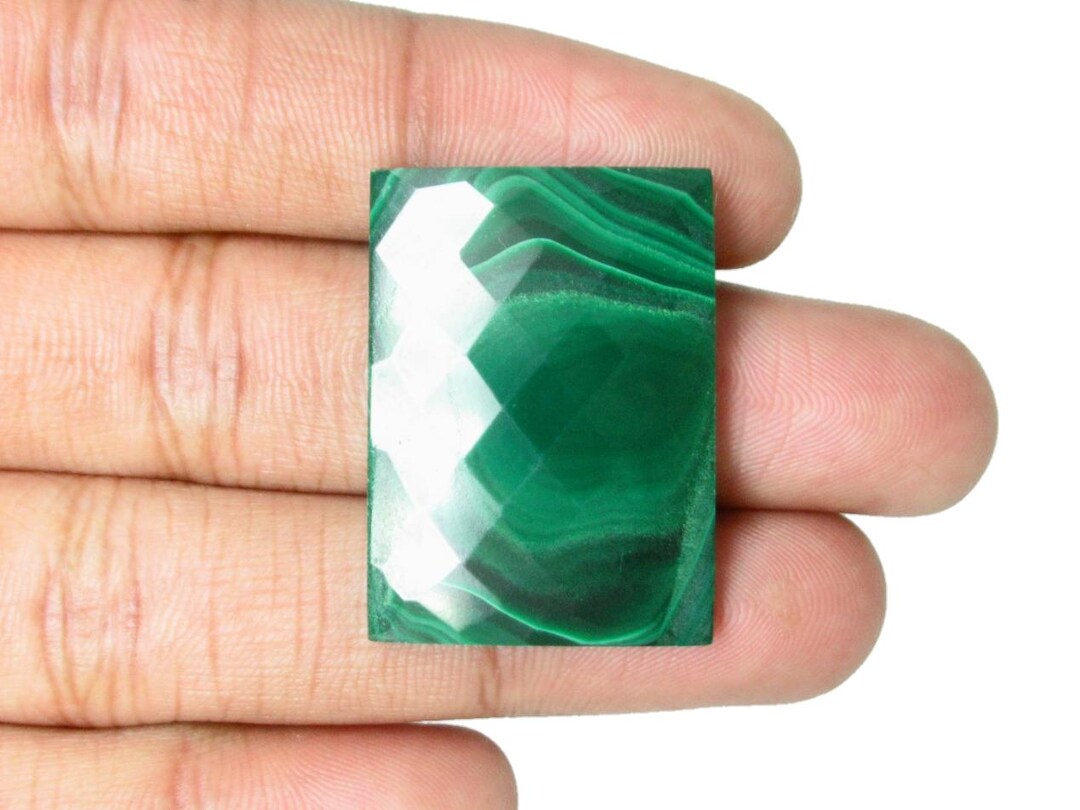 Genuine Malachite Gemstones Rectangle-shape Cabochon Faceted Checker ...