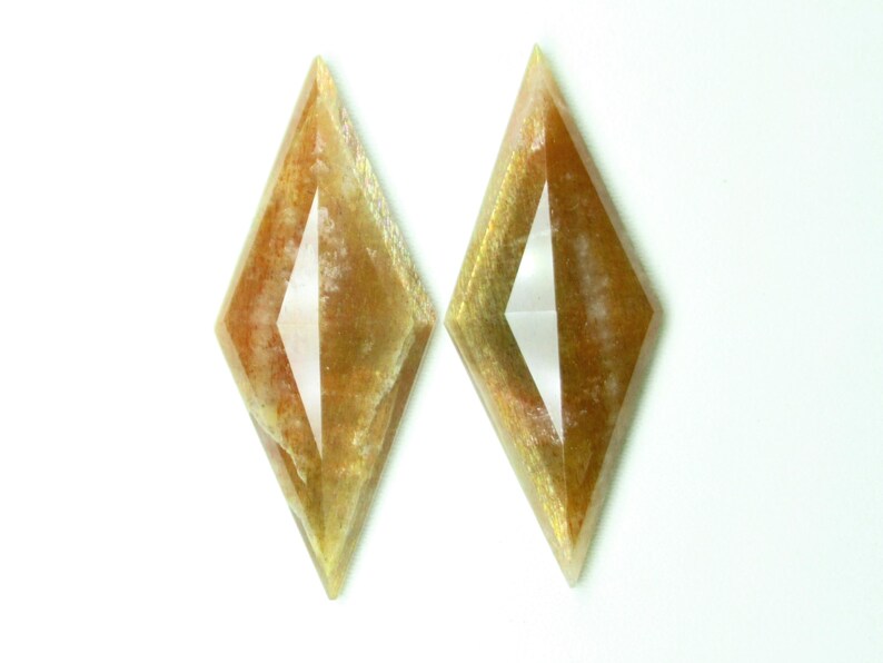 Rhombus Shape Natural Sunstone Gemstones Faceted Orange Flash Color ...