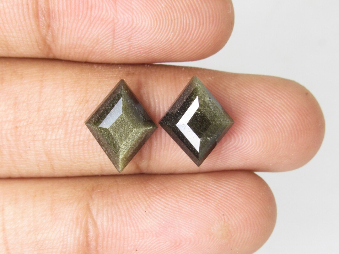 Natural Obsidian Gemstone Rhombus Shape Gemstones Cabochons Faceted ...