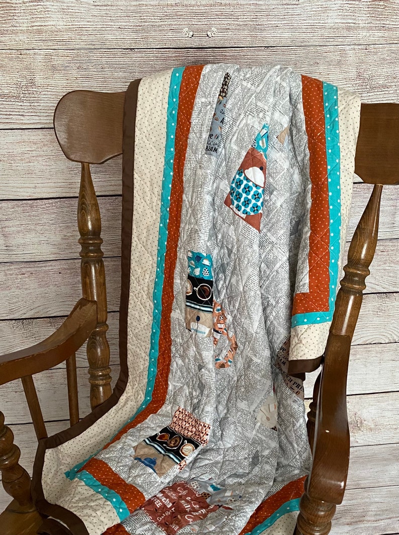 Quilt for Sale Handmade Throw Quilt Steaming Hot Coffee Cups - Etsy