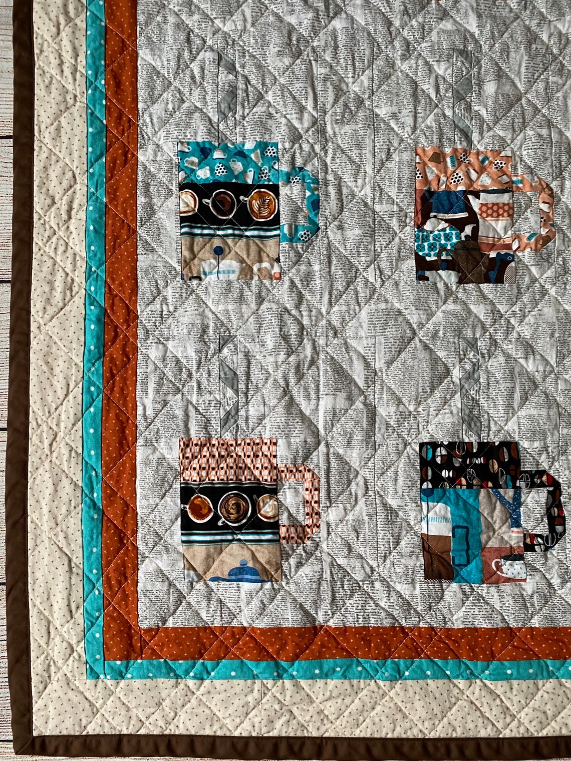 Quilt for Sale Handmade Throw Quilt Steaming Hot Coffee Cups - Etsy