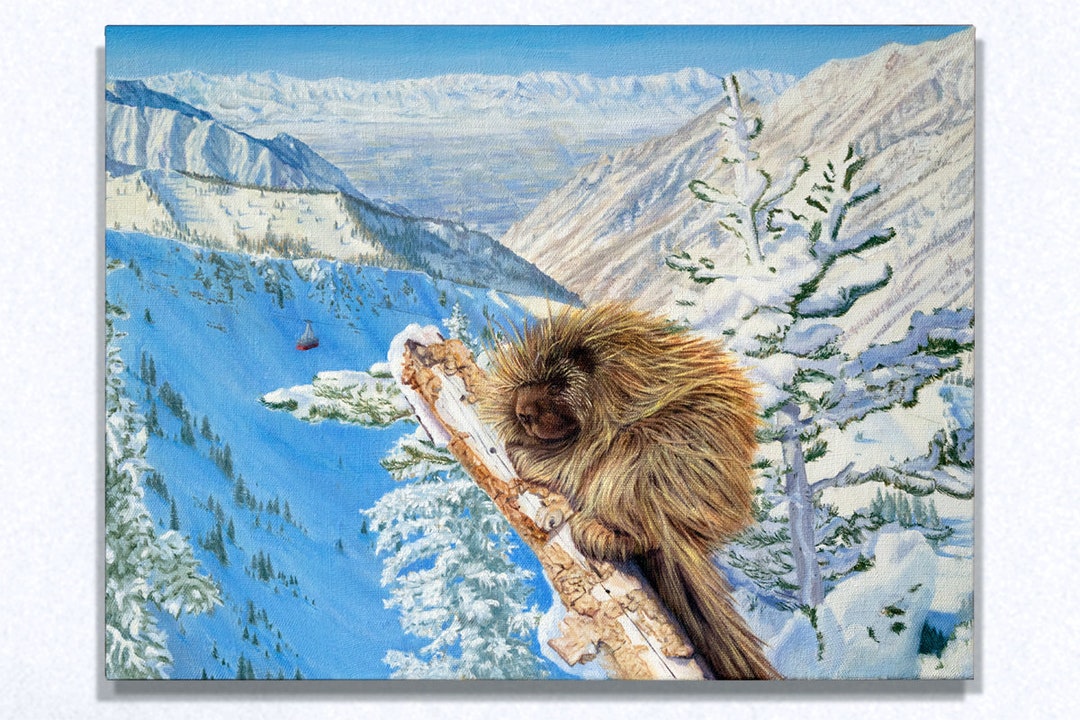 Snowbird Ski Resort Art Giclée Canvas Wrapped Print Porcupine on Baldy ...