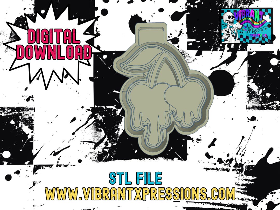 Dripping Cherries Heart With SVG/PNG Mold Maker STL File for Freshies ...
