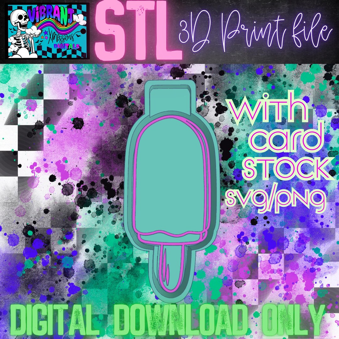 Plain Popsicle With Cardstock SVG/PNG Mold Maker STL File for Freshies ...