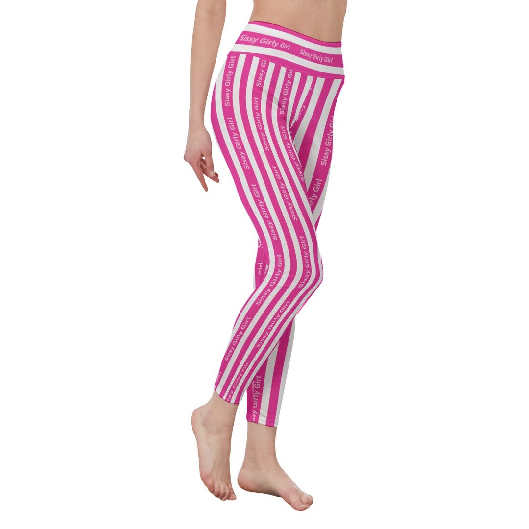 SDS Sissy Girly Girl Striped Pink Leggings. Sizes up to 5XL. Totally ...