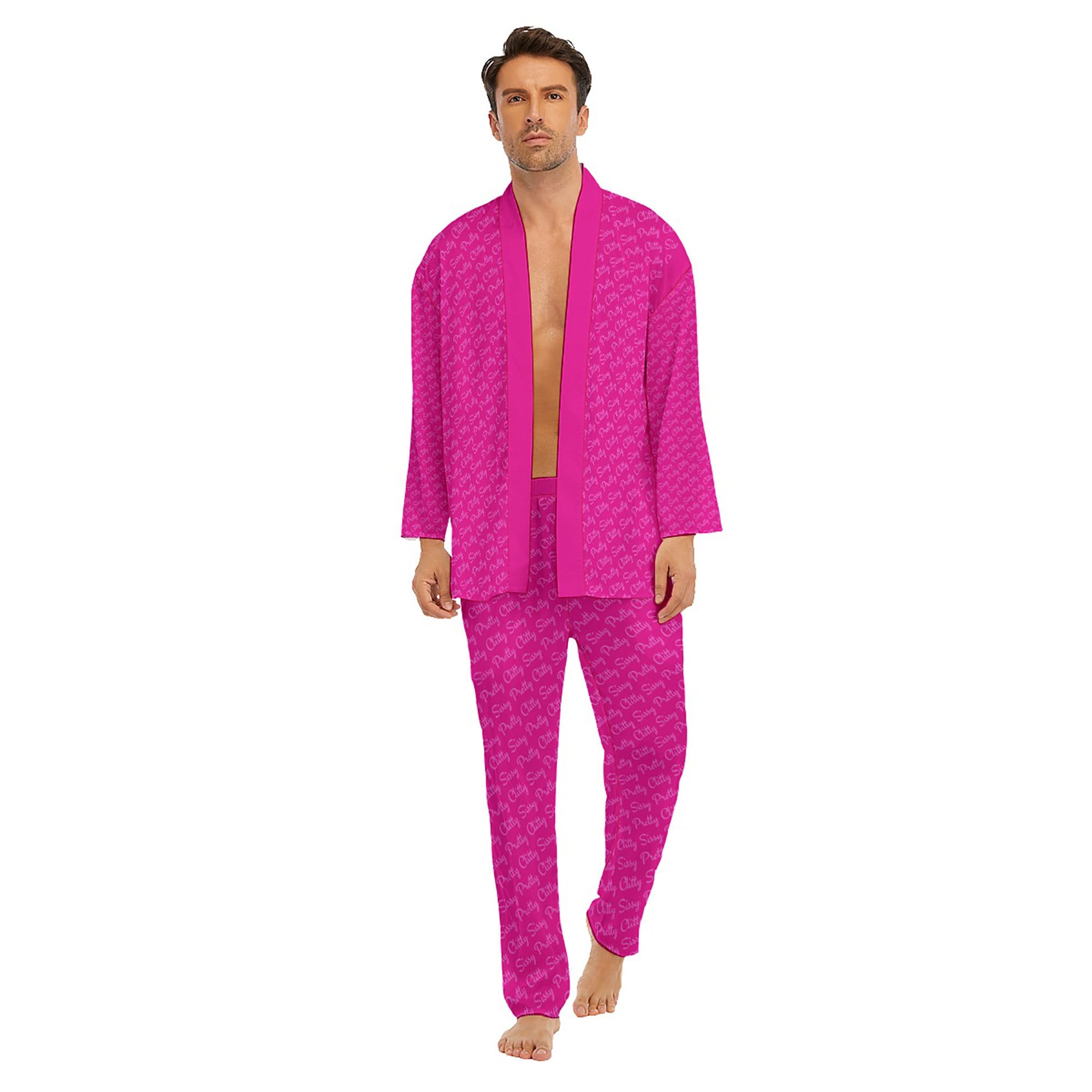 Sissy Pretty Clitty Imitation Silk Pajama Set Text In Hot Etsy