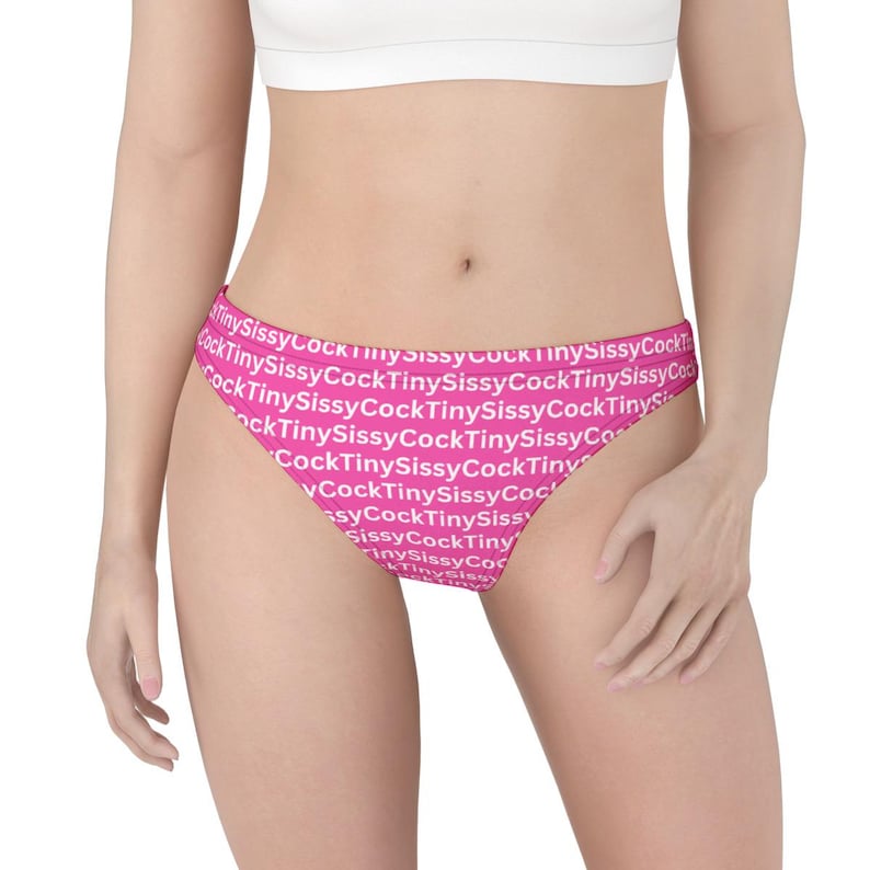Tiny Sissy Cock Thong G String Text In White On Pink 4832