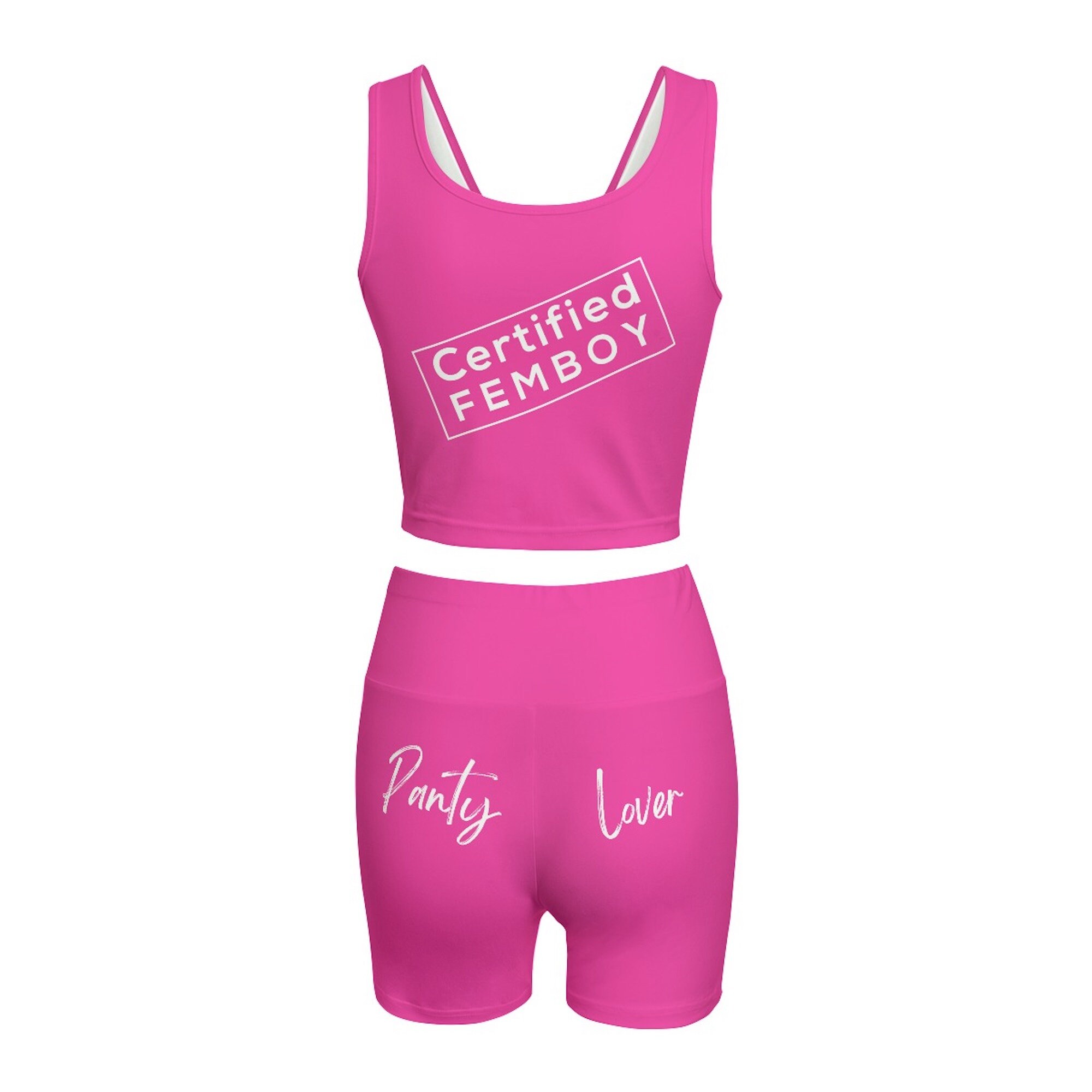 Femboy Matching Stretch Fabric High Waist Gym Set in Pink - Etsy