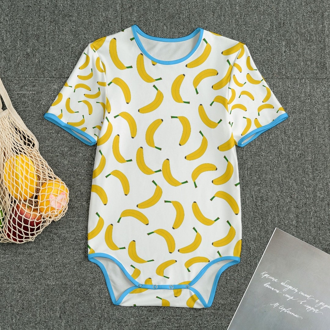 Adult Romper With Banana Design and Blue Edge ABDL | Totally ...