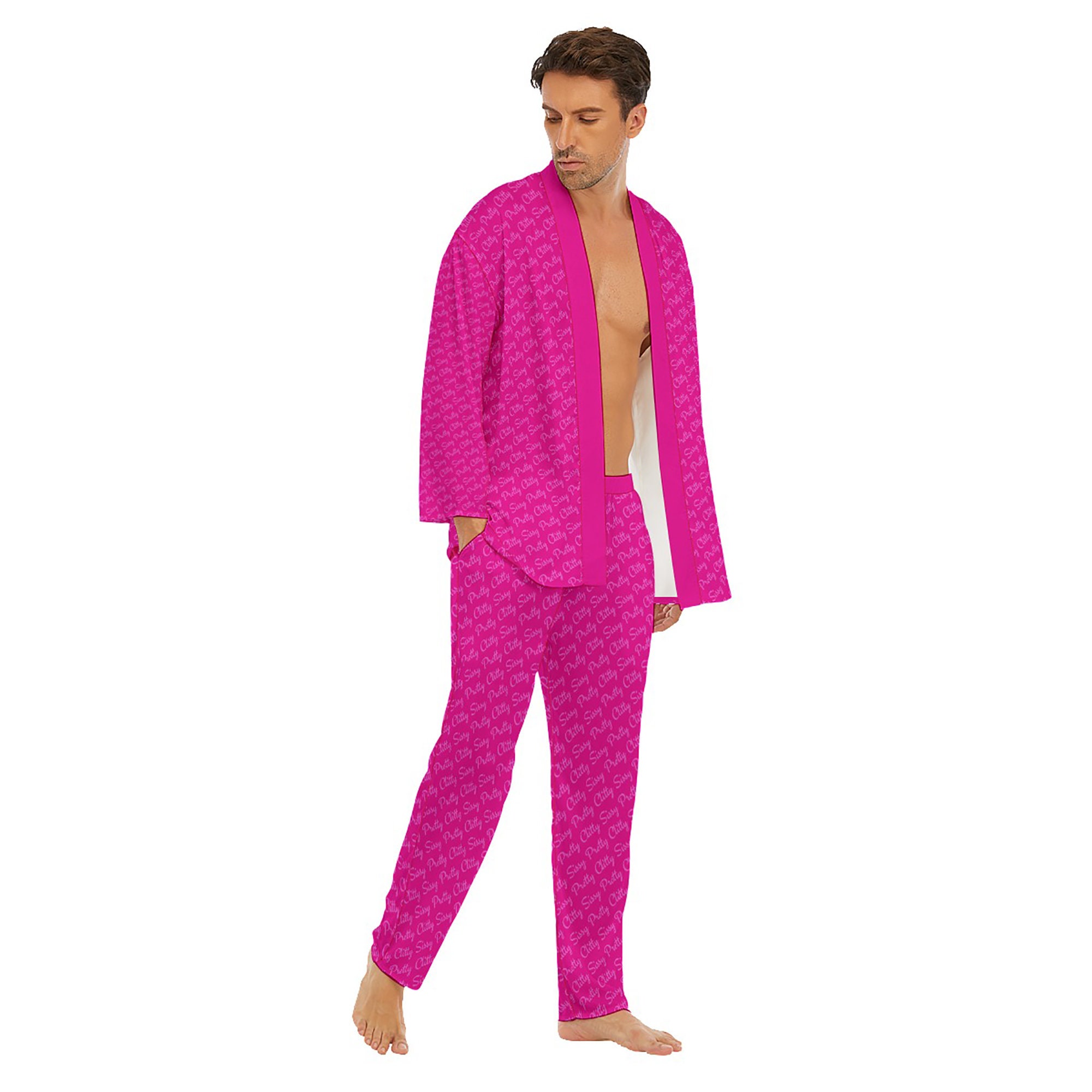 Sissy Pretty Clitty Imitation Silk Pajama Set Text In Hot Etsy
