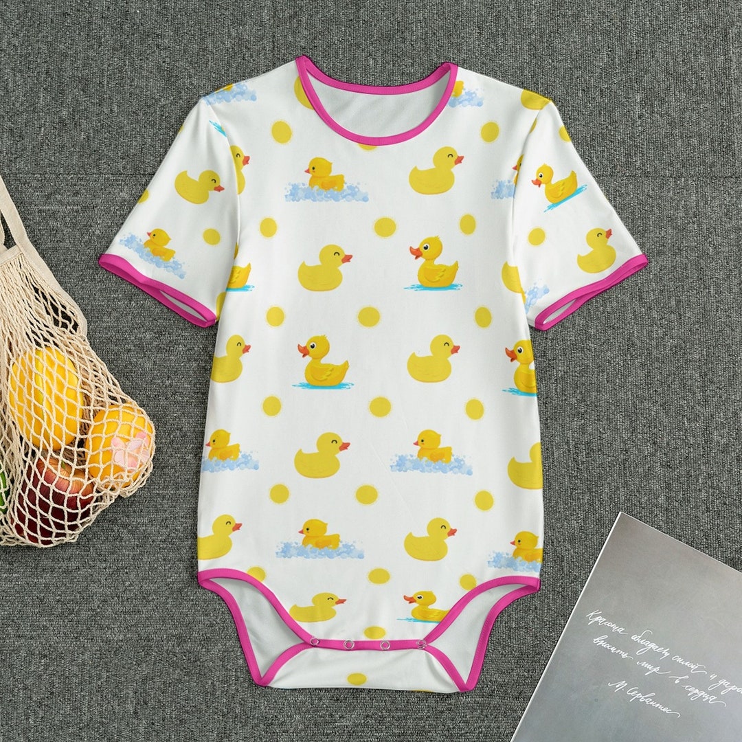 Adult Romper With Rubber Duck Design and Pink Edge ABDL | Totally ...