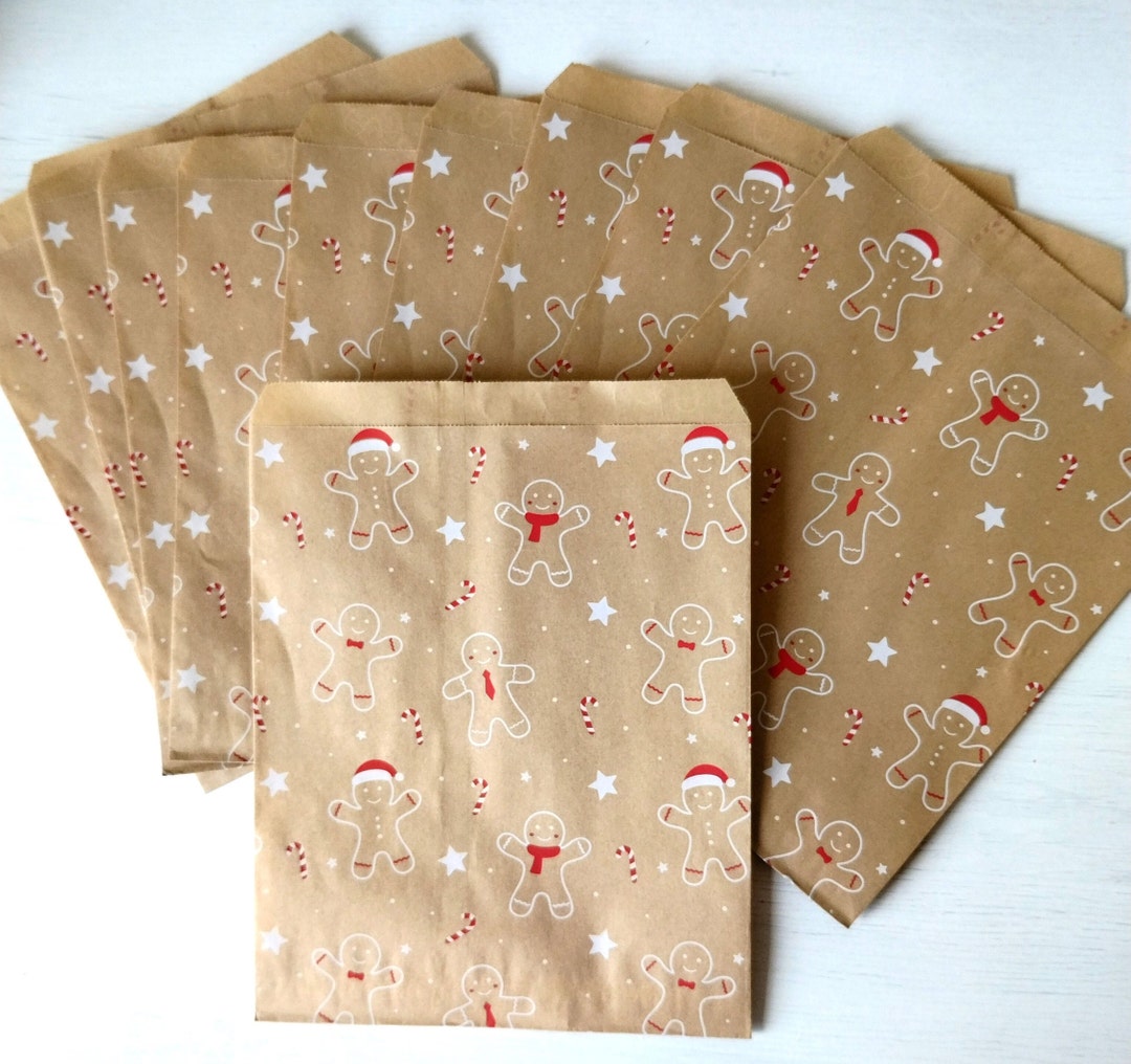 Gingerbread Men Kraft Paper Christmas Treat Bags (set of 10) 7 X 9 ...