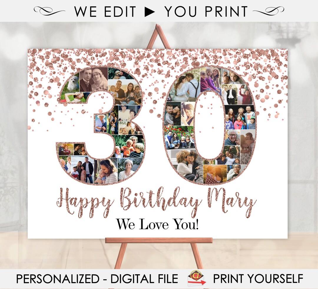 30th Birthday Photo Collage 30th Anniversary Collage 30th - Etsy