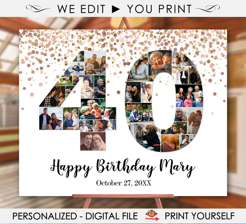 40th Birthday Photo Collage 40th Anniversary Collage 40 - Etsy