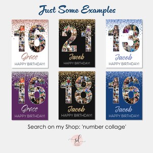 13th Birthday Photo Collage, Gift for Daughter, 13 Number Poster, Photo ...