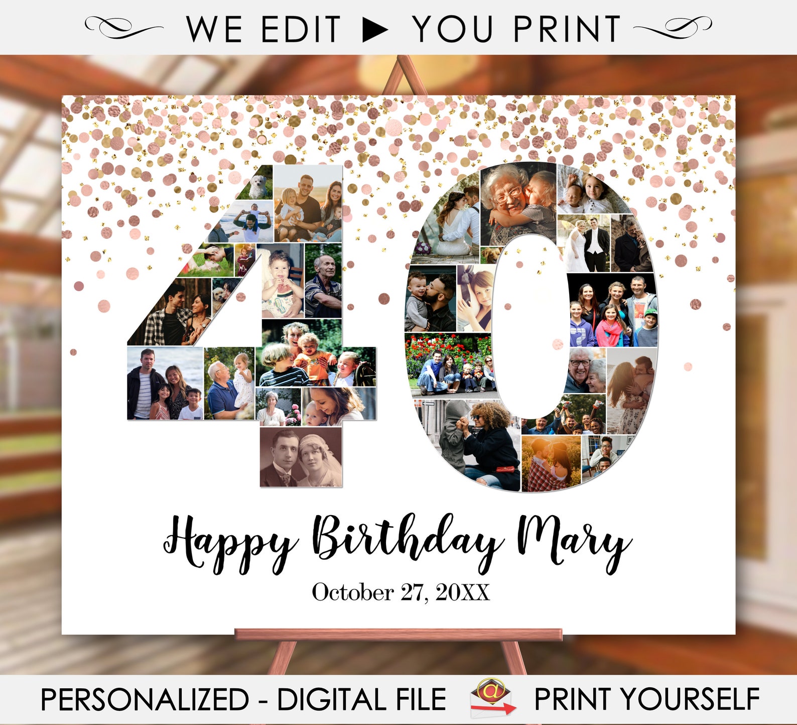 40th Birthday Photo Collage 40th Anniversary Collage 40 - Etsy