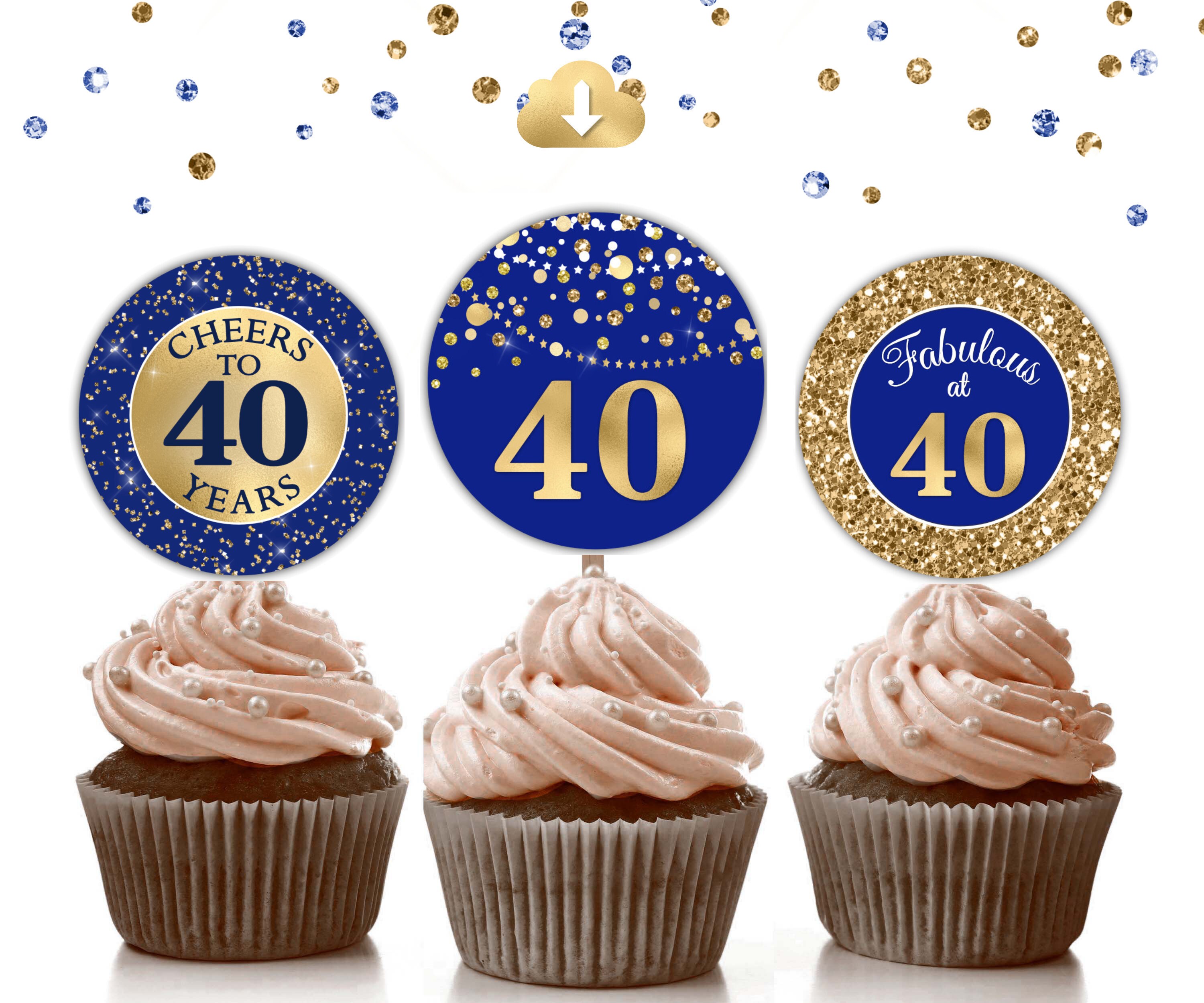 40th Birthday Cupcake Toppers