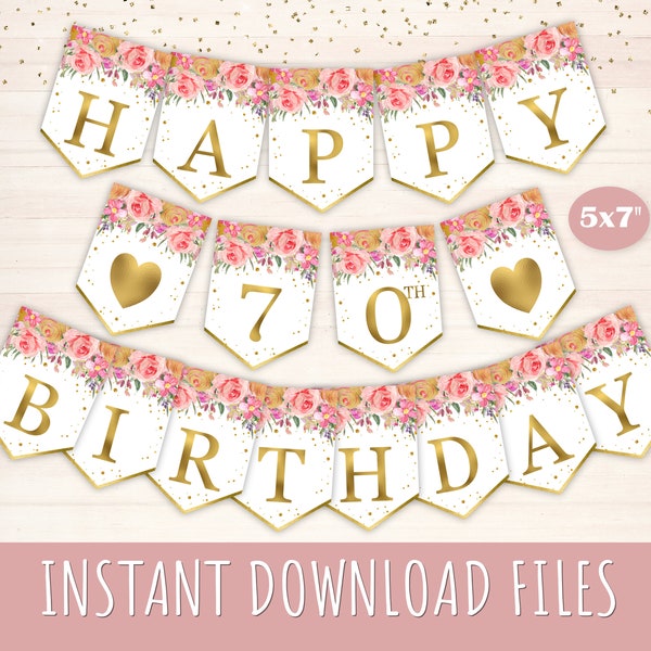 Happy 70th Birthday Bunting - Etsy