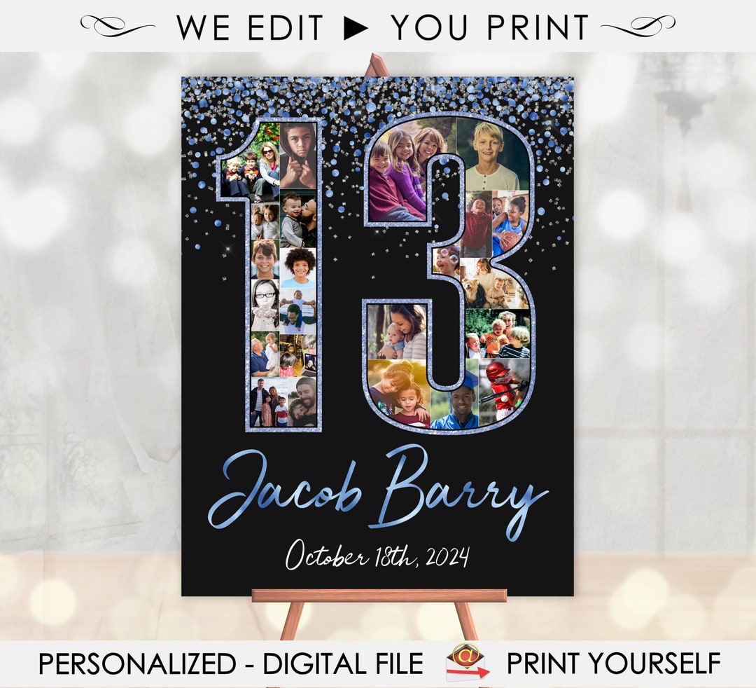 13th Birthday Photo Collage Personalized Photo Sign 13th - Etsy
