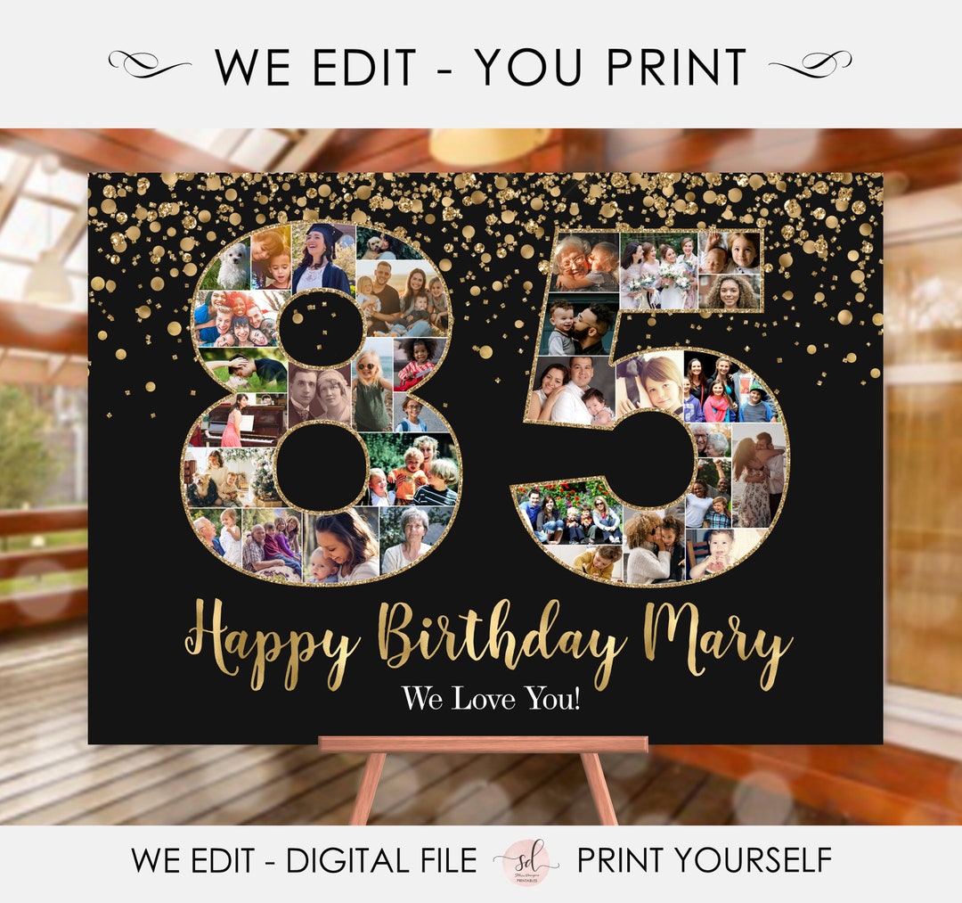 85th Birthday Photo Collage, 85th Anniversary Collage, 85 Number ...