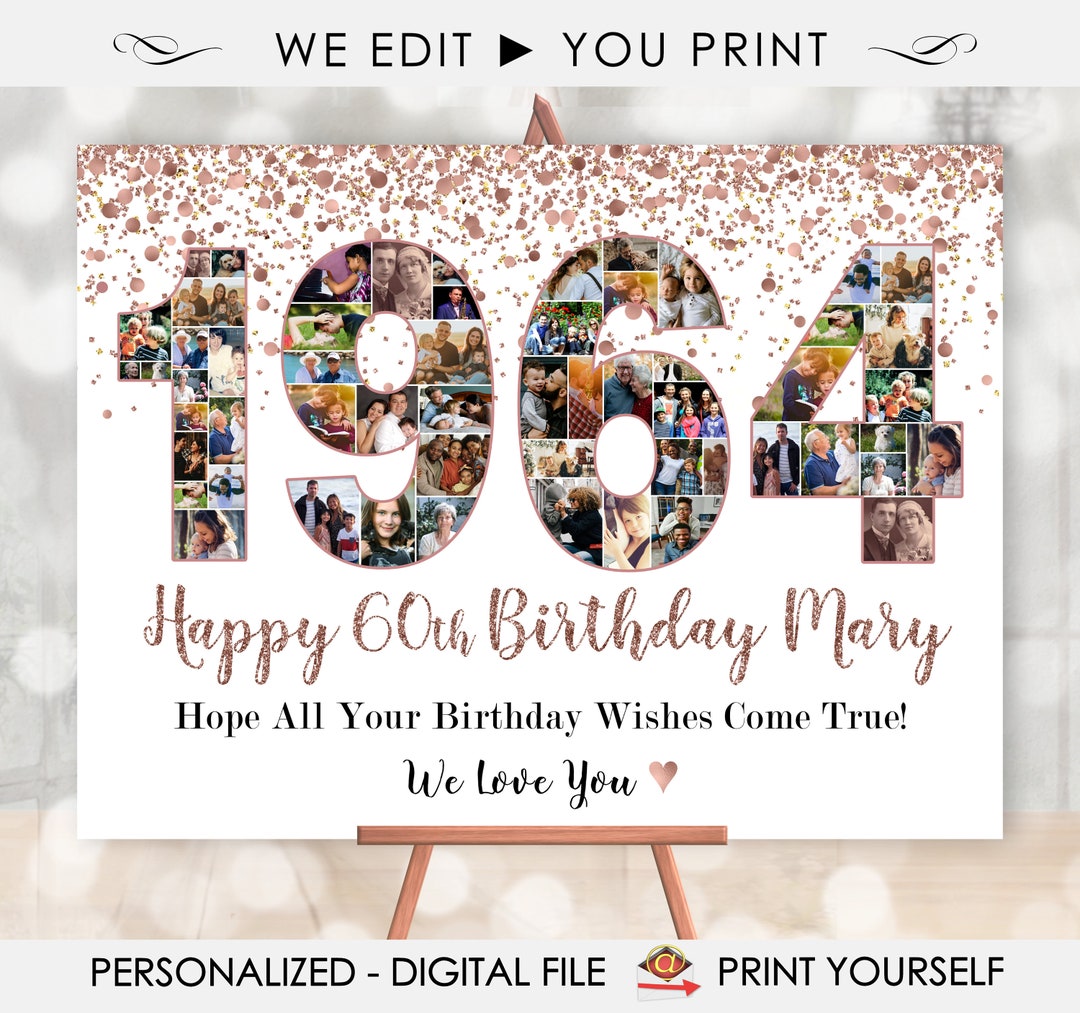 1964 Collage, 60th Birthday Photo Collage, 60th Anniversary, 1964 ...