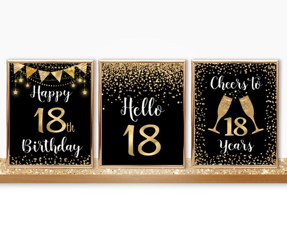 Printable 18th Birthday Signs Hello 18 Cheers to 18 Years - Etsy