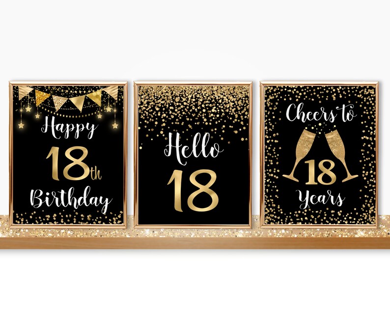Printable 18th Birthday Signs Hello 18 Cheers to 18 Years - Etsy