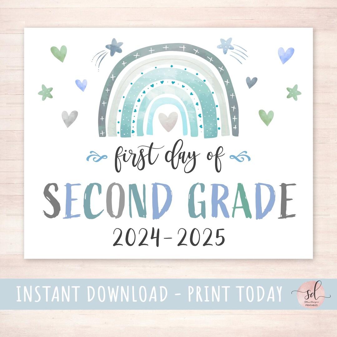 First Day of 2nd Grade Sign, Back to School, First Day Second Grade ...