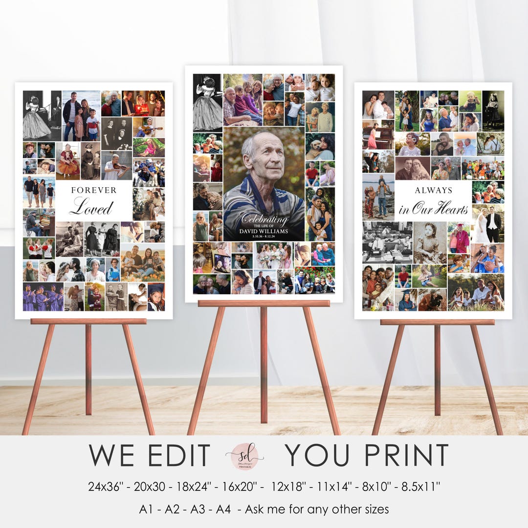 Funeral Photo Collage, Memorial Poster, Celebration of Life, in Loving ...