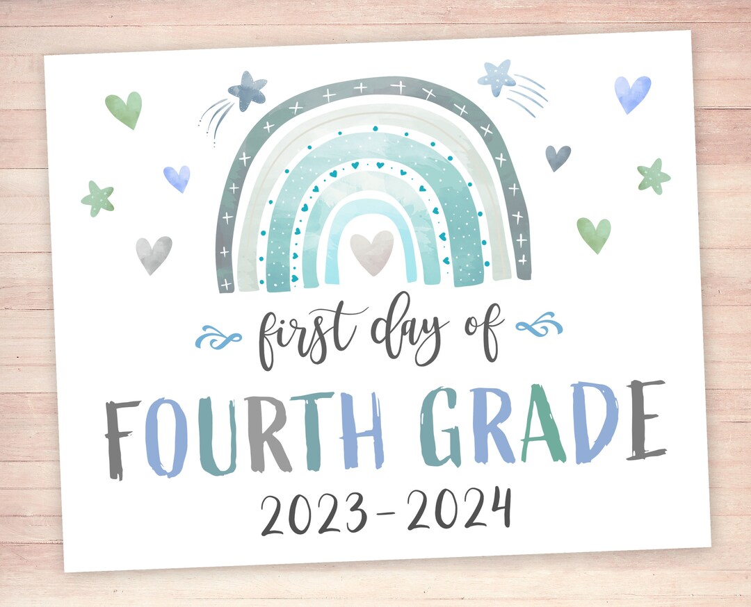 Boho Rainbow First Day of 4th Grade Sign Back to School - Etsy