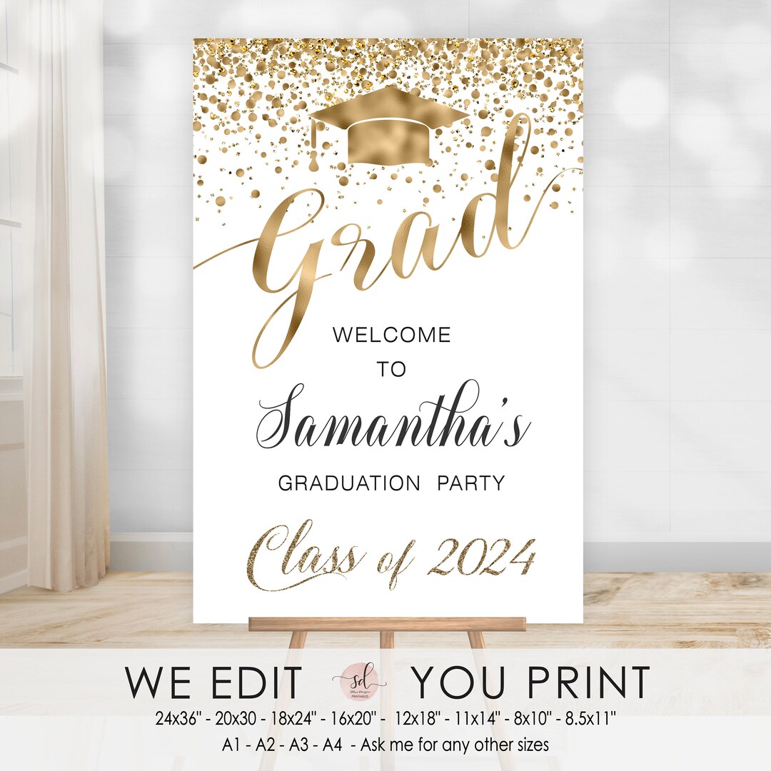 Graduation Welcome Sign, Class Of 2025, Gold, College Graduate, High ...