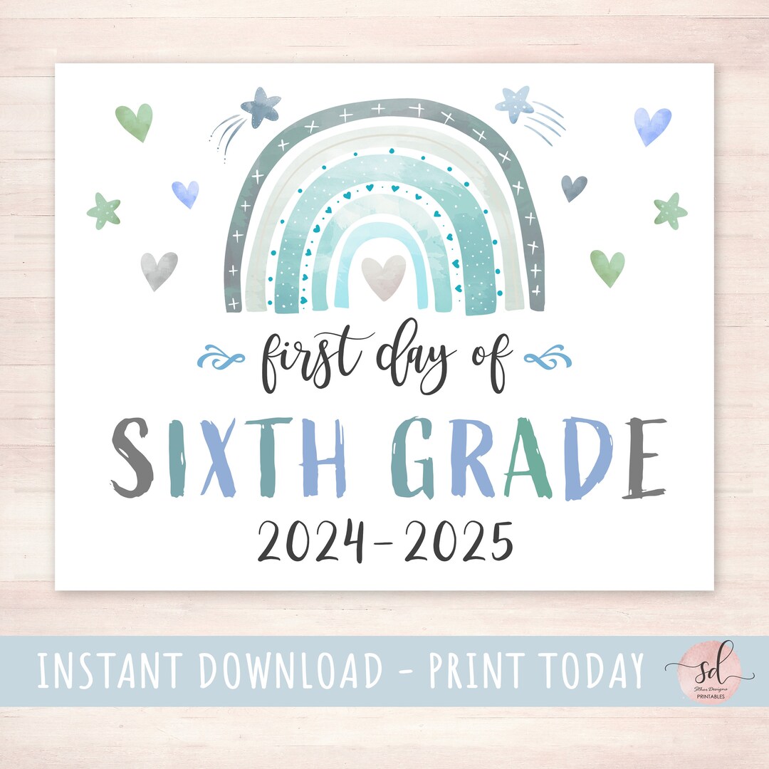 First Day Of 6th Grade Sign, Back to School, Sixth Grade Sign, First ...