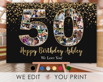 50th Birthday Photo Collage Poster Bundle TEMPLATE, Look Who's 50 ...