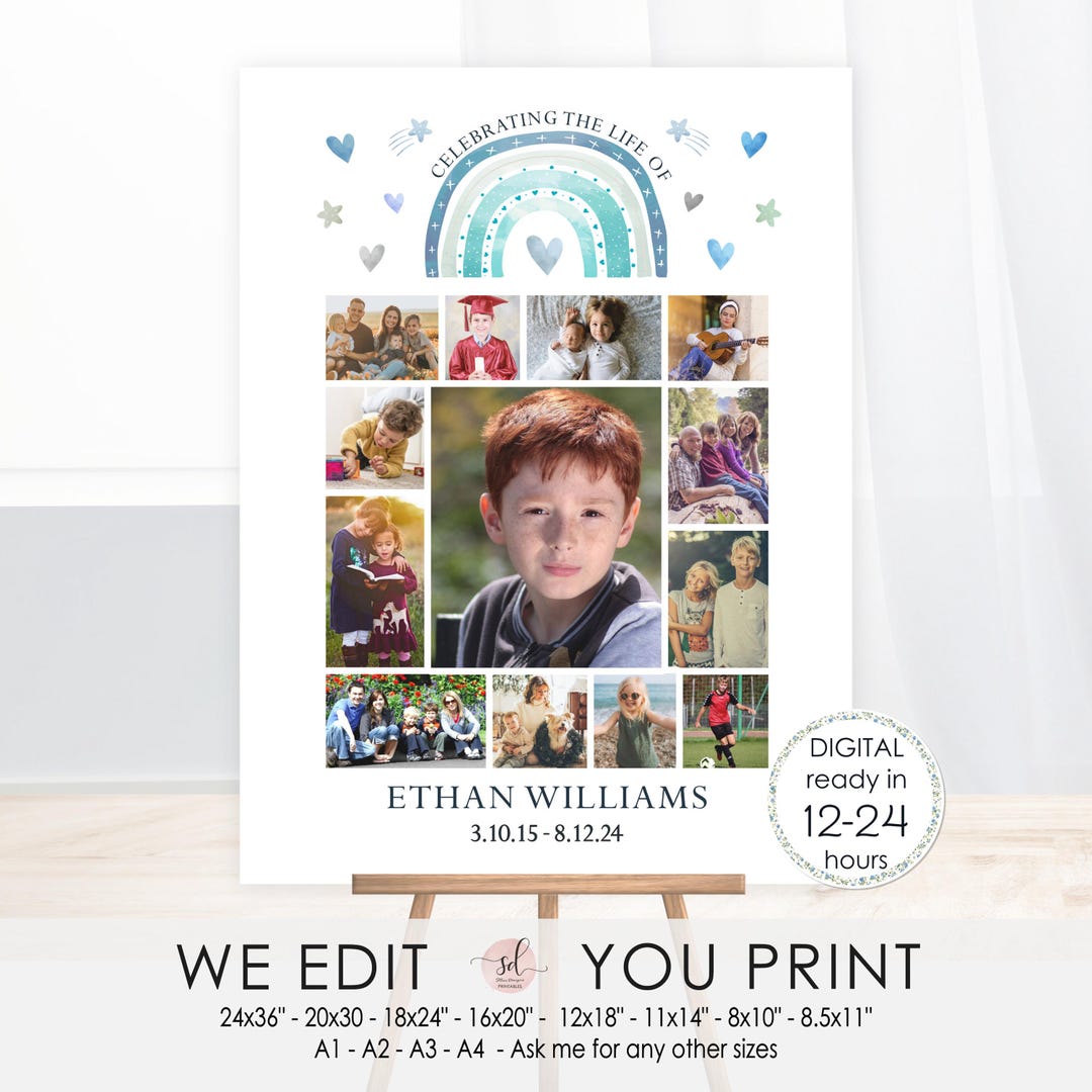 Child Memorial Poster, Kids Funeral Photo Collage, Celebration of Life ...