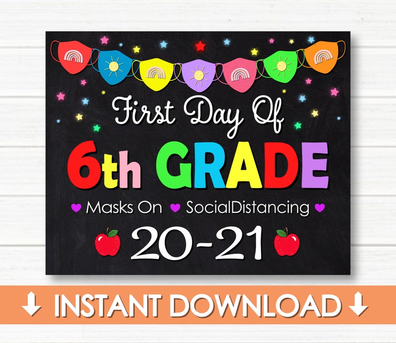 First Day Of Sixth Grade Sign First Day 6th Grade Chalkboard | Etsy First Day Of Sixth Grade Sign First Day 6th Grade Chalkboard | Etsy